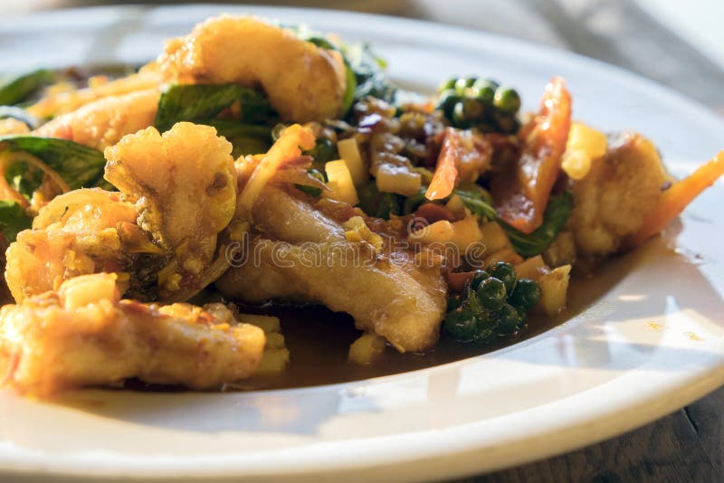 Close Up Spicy Stir Fried Fish Stock Photo - Image of fish, closeup ...