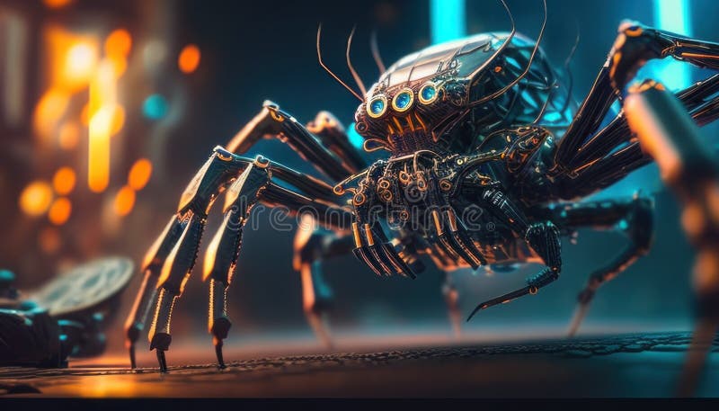 A Close Up of a Mechanical Metal Spider on a Table. Generative AI Image ...