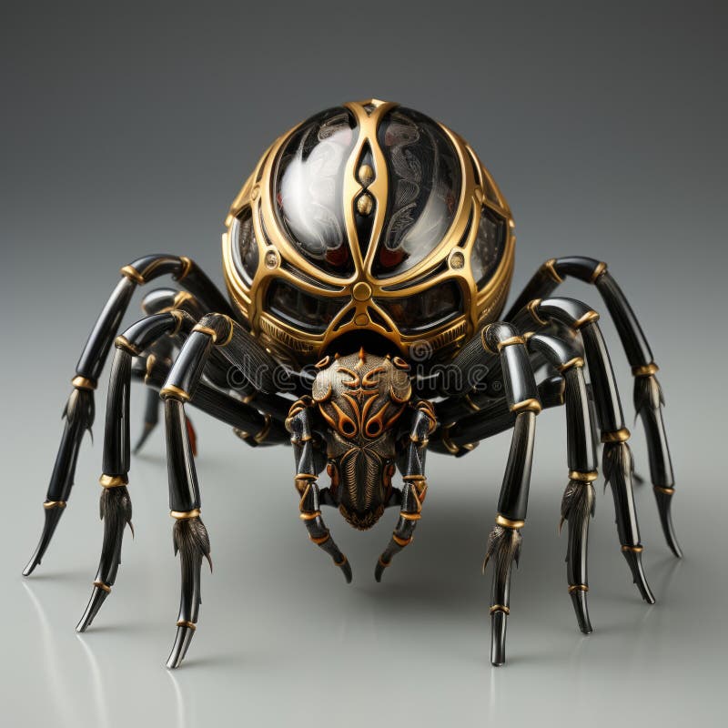 A Close Up of a Spider on a Table, Small Decorative Metal Object Stock ...