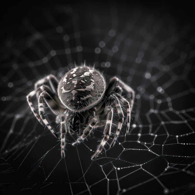 A Close Up of a Spider on a Web of Spider Webs Stock Illustration ...