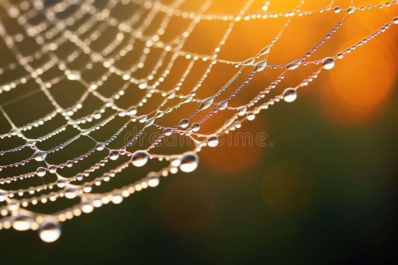 A Close-up of a Spider Web Strength with Dew Stock Illustration ...