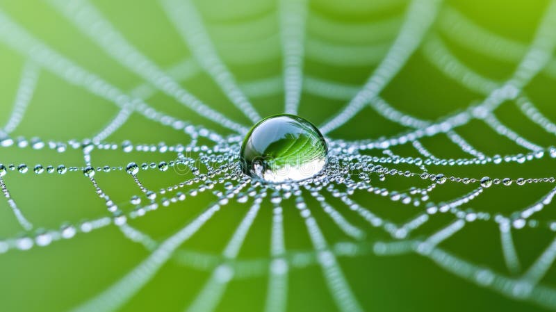 A Close Up of a Spider Web with Water Droplets on it, AI Stock Image ...