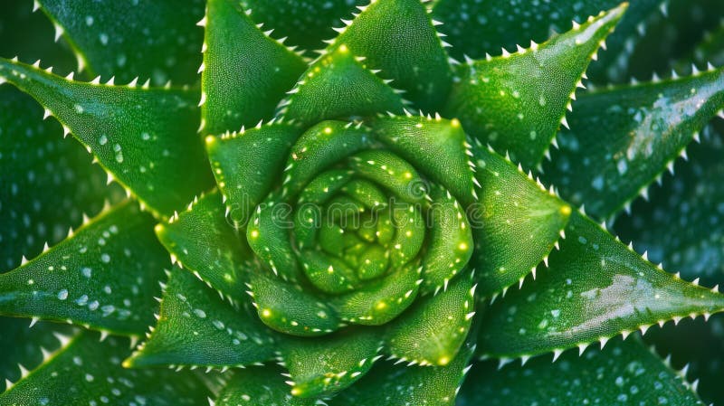 Close-up of a Spiky Green Succulent Plant Stock Illustration ...