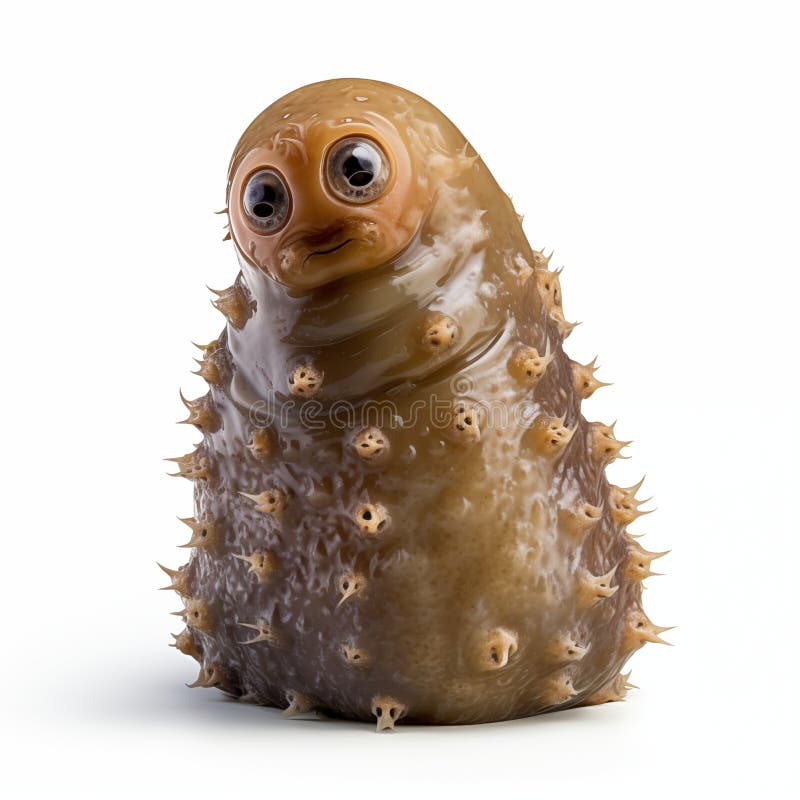 Close-Up of Spiky Sea Cucumber with Eyes on White Background Stock ...