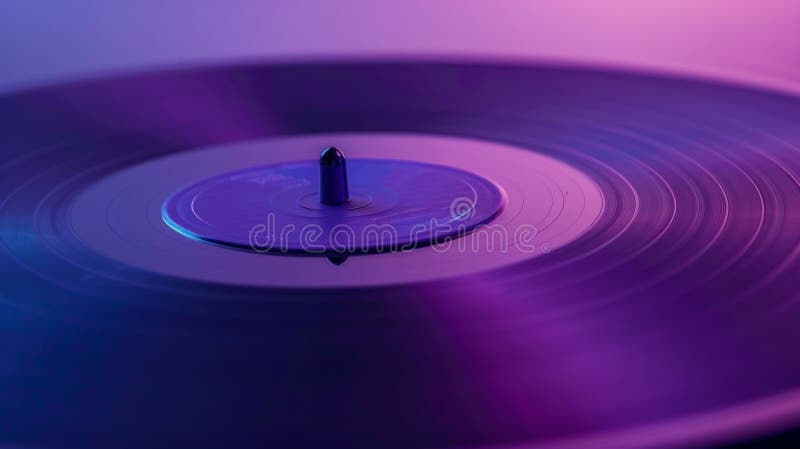 Close-up of a Spinning Vinyl Record with Purple and Pink Lighting Stock ...