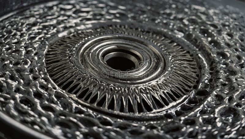 Texture of Shiny Metal, As If Soldered with Tin, of a Round Shape with ...