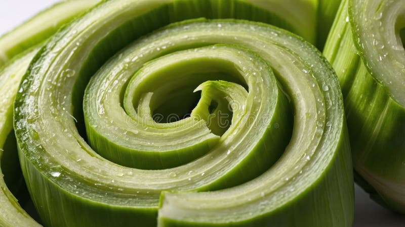 Close-up Spiral Sliced Green Vegetable, Fresh and Juicy Stock ...