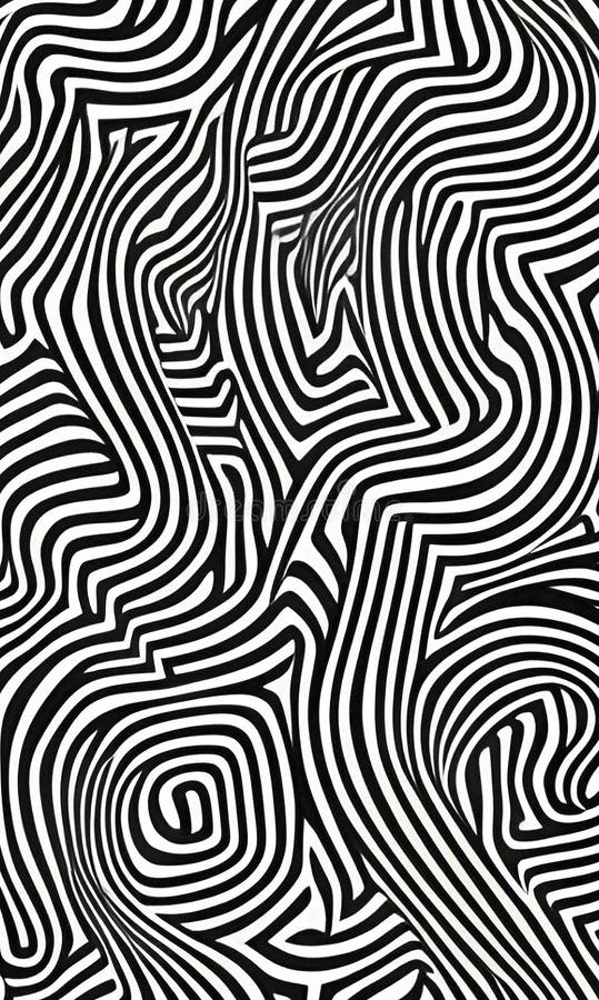 Spiral Maze Effect with Black and White Lines. Stock Vector ...