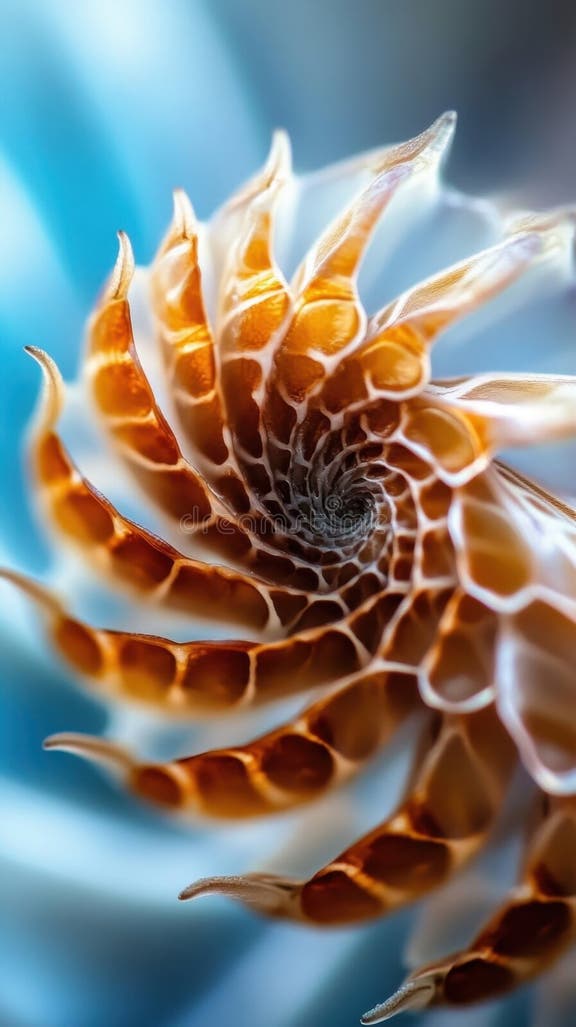 Close-up of Spiral Nautilus Shell with Intricate Patterns and Textures ...