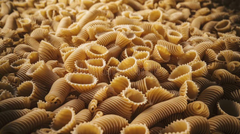 Close-Up of Spiral Pasta Shapes in Rustic Culinary Scene Stock ...