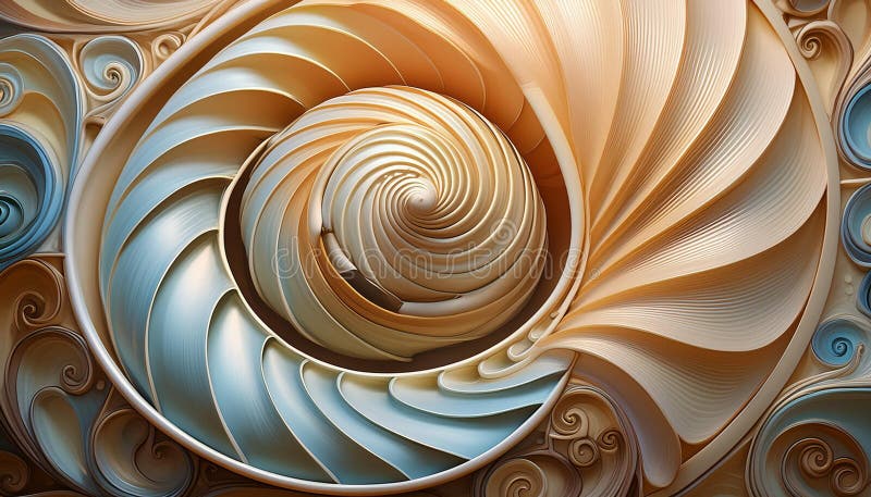 A Close-up of a Spiral Seashell with Smooth Curves Creates an Abstract ...