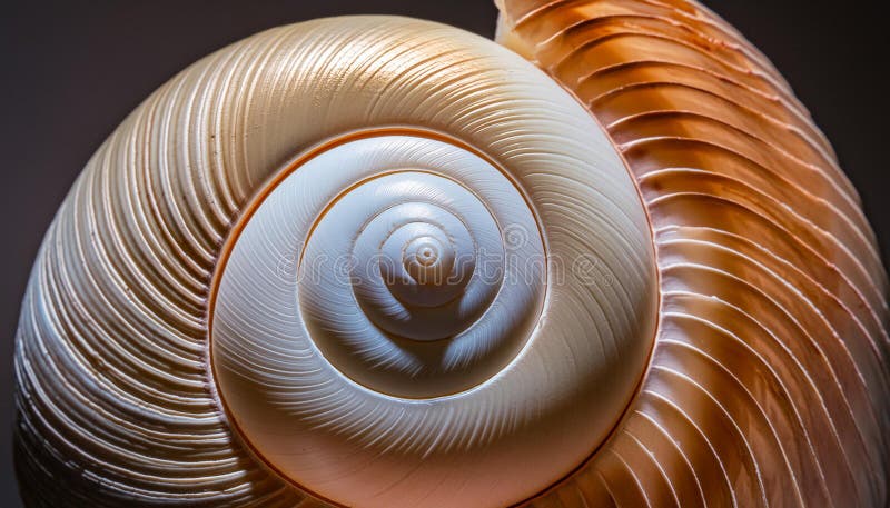 A Close-up of a Spiral Seashell with Smooth Curves Creates an Abstract ...