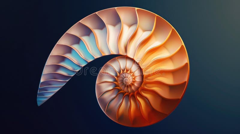 Close Up of a Spiral Shell on a Blue Background, Ideal for Marine and ...