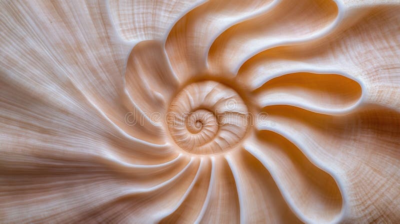 A Close Up of a Spiral Shell with Wavy Lines, AI Stock Image - Image of ...