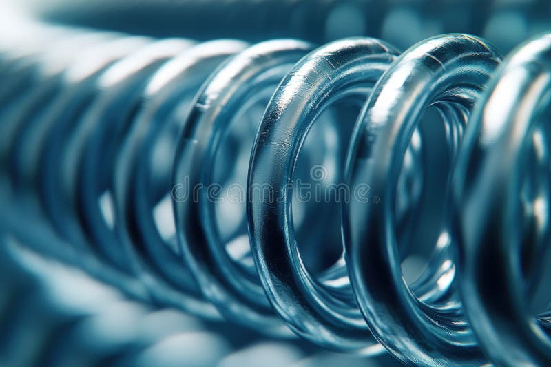 A Close-up of a Spiral Spring, Detailed and Technical, Mechanical Theme ...