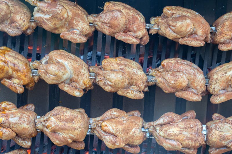 Close Up Spit Roasted Chickens at Amsterdam the Netherlands 24-11-2024 ...