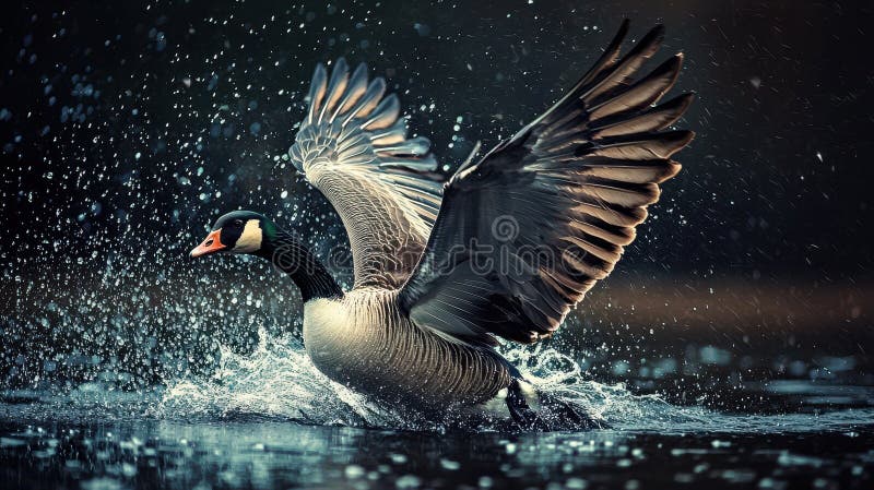 Close-up of a Splashing Canada Goose on Water Stock Image - Image of ...