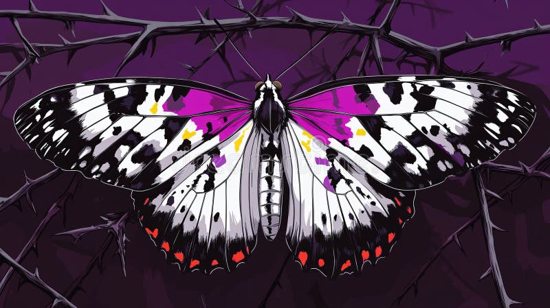 A Close-up of a Splendid Swallowtail Butterfly Framed by Bright Pink ...