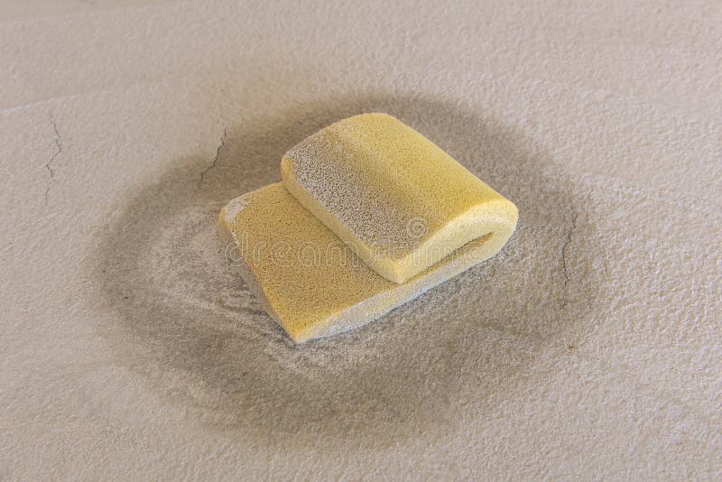 Close Up Sponge Construction Tools for Plastering Walls with Cem Stock ...