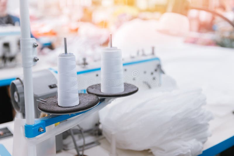 Close-up Spool of Multicolored Threads for Sewing Machine. Concept ...