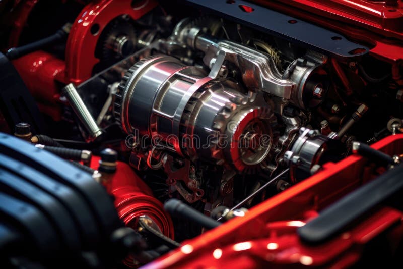 Close-up of Sports Car Engine Components Stock Illustration ...