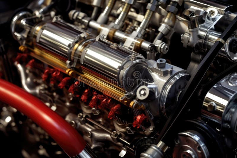 Close-up of Sports Car Engine Components Stock Illustration ...