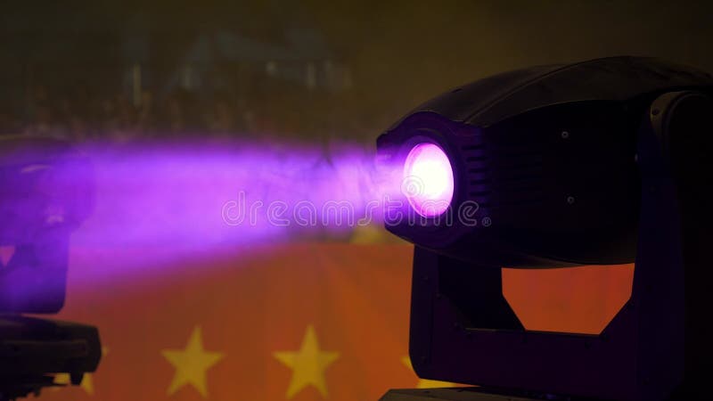 Close-up of a Spotlight among the Smoke at a Circus Show. Circus ...