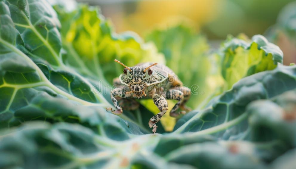 Close-Up of a Spotted Shield Bug on a Kale Leaf in a Garden Stock Photo ...