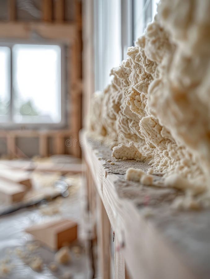 Close-up of Spray Foam Insulation in an Unfinished Home. Stock Image ...