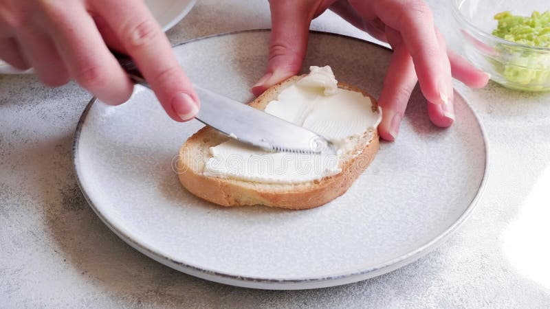 Spreading Cream Cheese on Cracker Stock Video - Video of food, bite ...