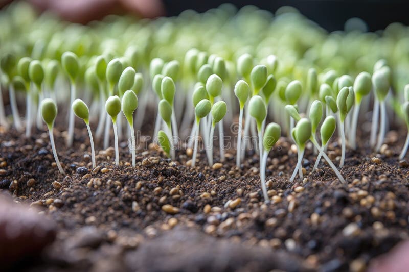 Close-up of Sprouting Seeds in Garden Bed Stock Illustration ...