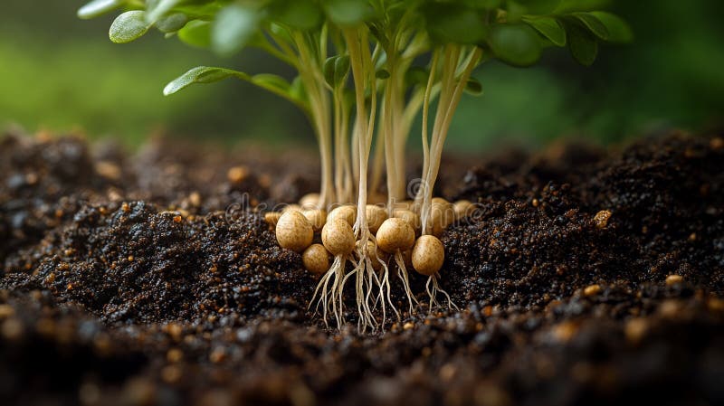 Close-up of Sprouting Seeds in Rich Soil with Delicate Roots and Tiny ...