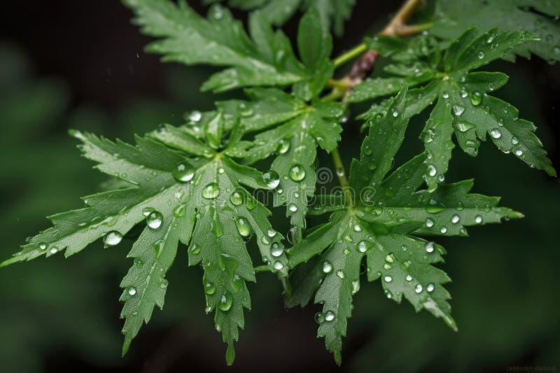 Close-up of Sprouting Tree Leaves, with Droplets of Water on the ...