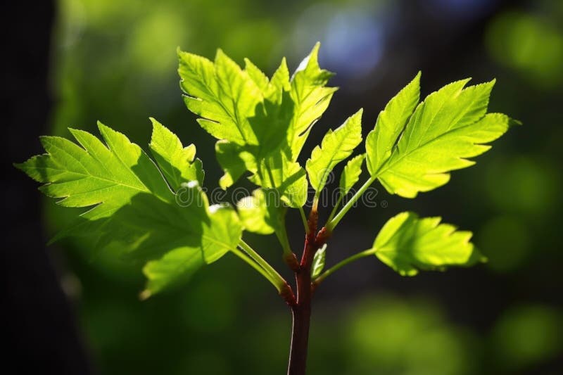 Close-up of Sprouting Tree Leaves, with Sunlight Shining through Stock ...