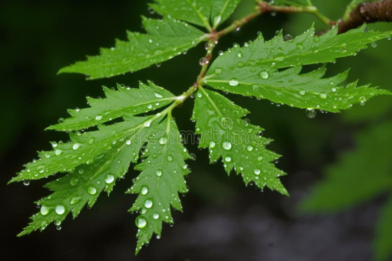 Close-up of Sprouting Tree S Leaves, with Dew Drops on the Leaves Stock ...