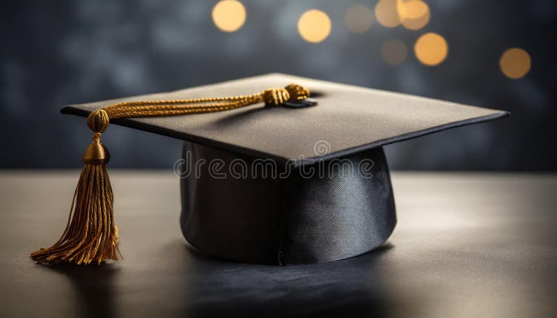 Close-up of a Square Academic Cap on Table. Education Concept Stock ...