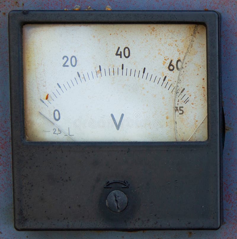 Close-up of a Square Analog Voltmeter with a Scale from 0 To 60 V Stock ...