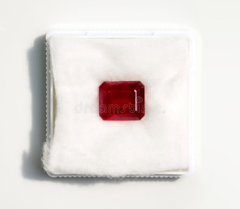 Close Up Square Shape Ruby Stone in Jewel Box Stock Image - Image of ...