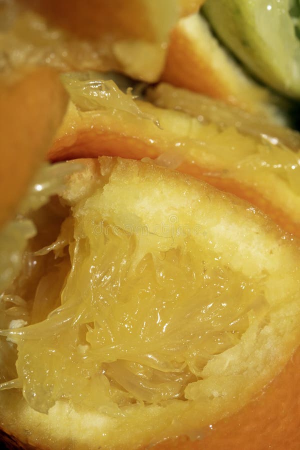 Close Up of Squeezed Crushed Citrus Orange Fruit for Juice Stock Photo ...