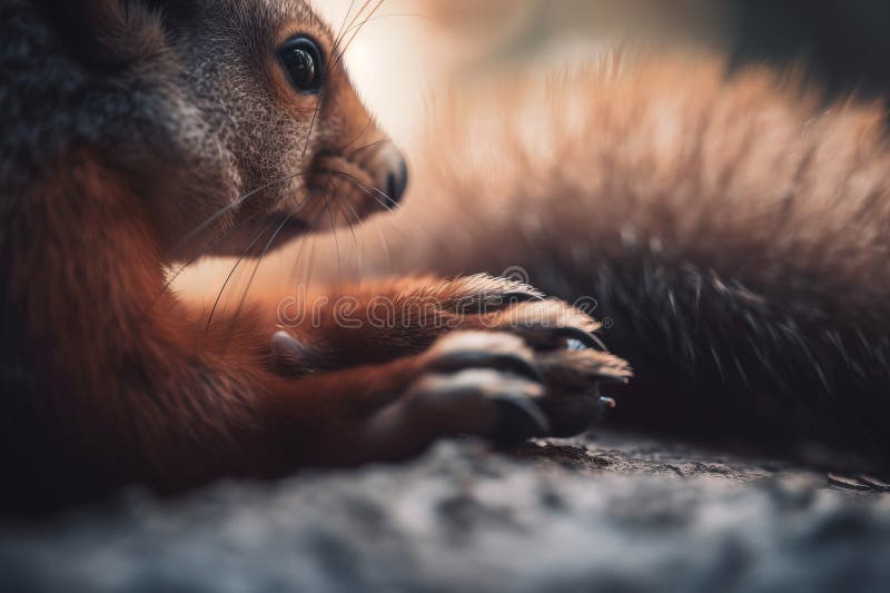 A Close Up of a Squirrel on the Ground with Its Paw on the Ground Stock ...