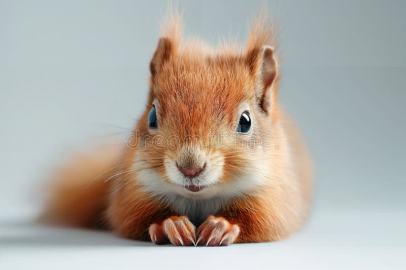 A Close-up of a Squirrel Lying Down with Bright, Curious Eyes and ...