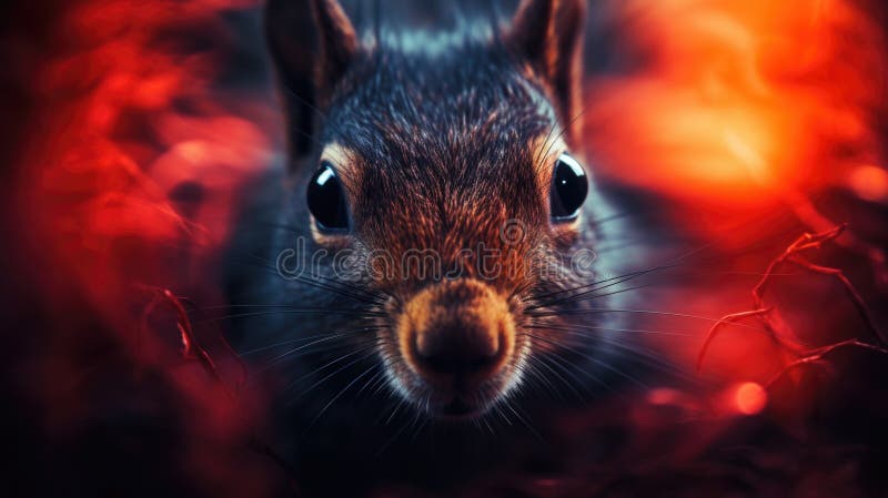 A Close Up of a Squirrel with Red Eyes, AI Stock Illustration ...