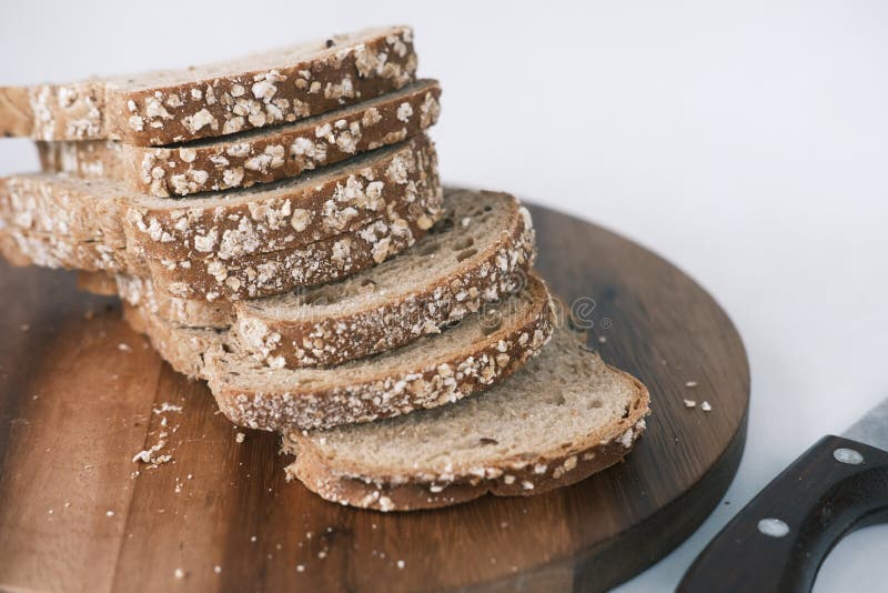 Close Up of Stack of Baked Bread on Table Stock Image - Image of bread ...