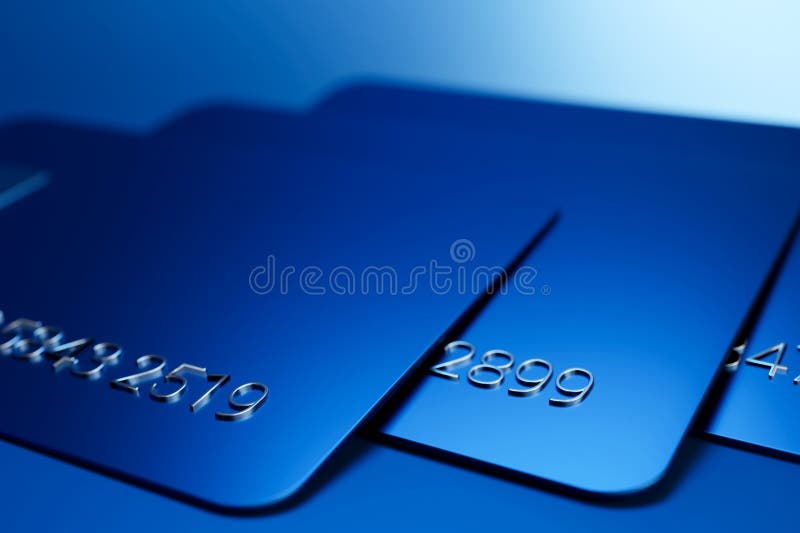 Close Up Stack of Blue Credit Card with Copy Space Stock Illustration ...