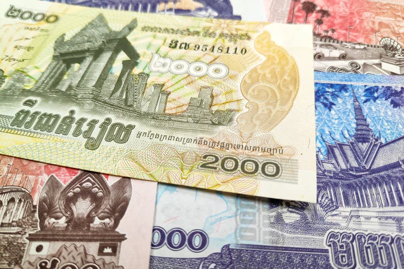 Stack of Cambodian riel stock image. Image of exchange - 187552115
