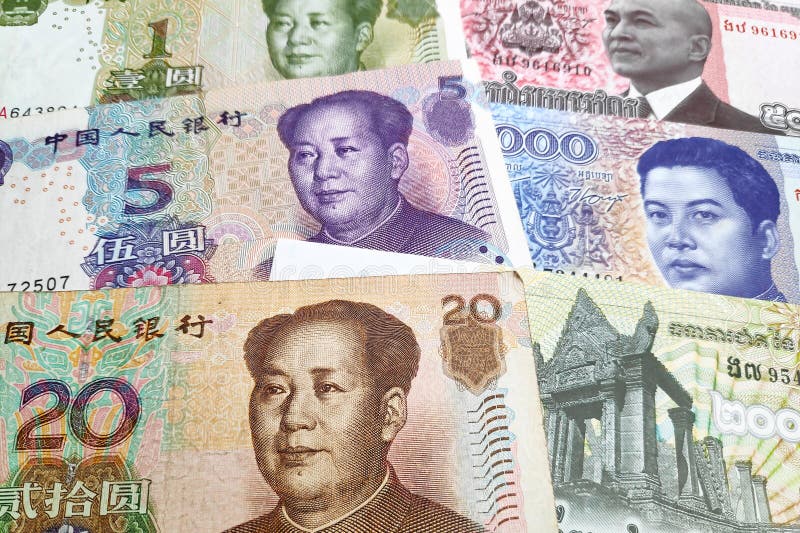 Stack of Chinese Renminbi and Cambodian Riel Stock Photo - Image of ...