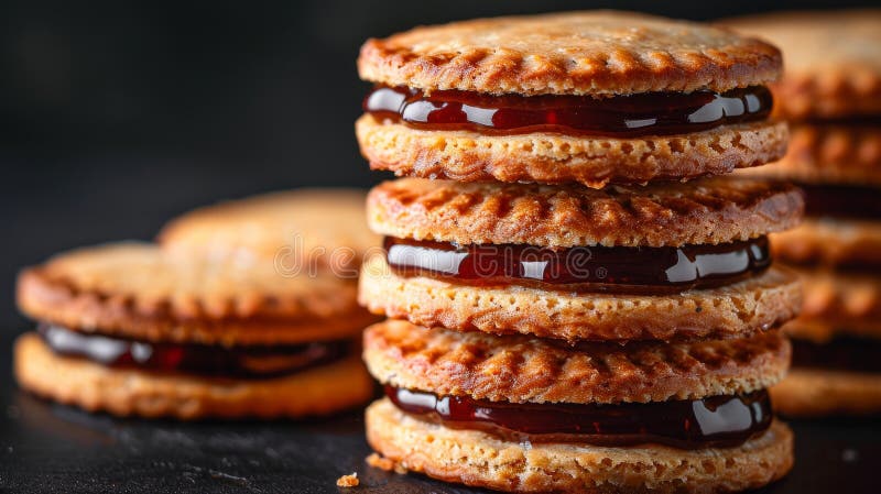 Chocolate Filled Biscuit Stacks Stock Image - Image of grain, oven ...