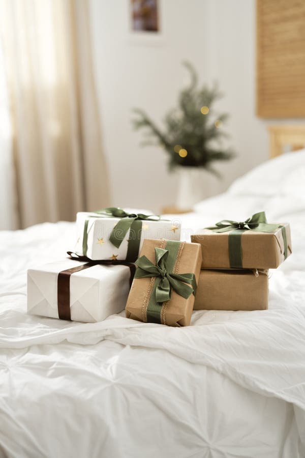 Close Up of Stack with Christmas Presents Stock Image - Image of ...