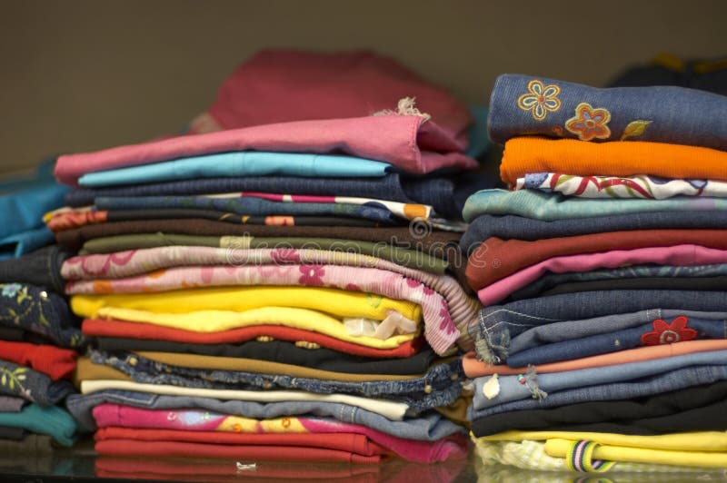 Close-up of a Stack of Clothes Stock Image - Image of denim, group: 1535201