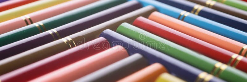 Stack of Colored Pencils Placed in Creative Order with Golden Design on ...